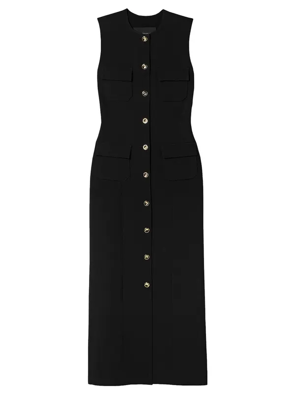 Brandon Maxwell The Corinne Wool-blend Crepe Midi Dress - Black