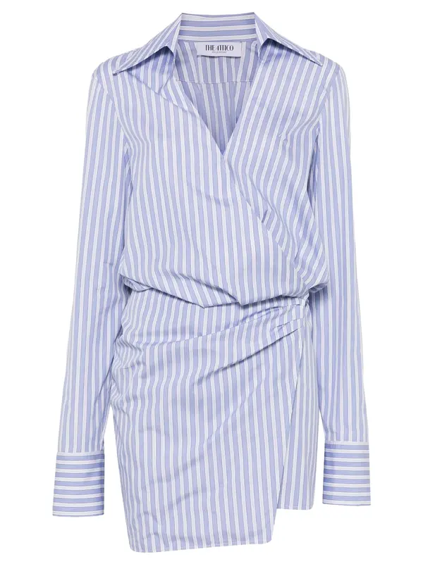 Attico Striped Mini Shirt Dress - White