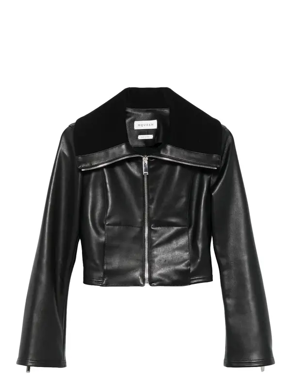 Alexander McQueen Folded-collar Leather Jacket - Black