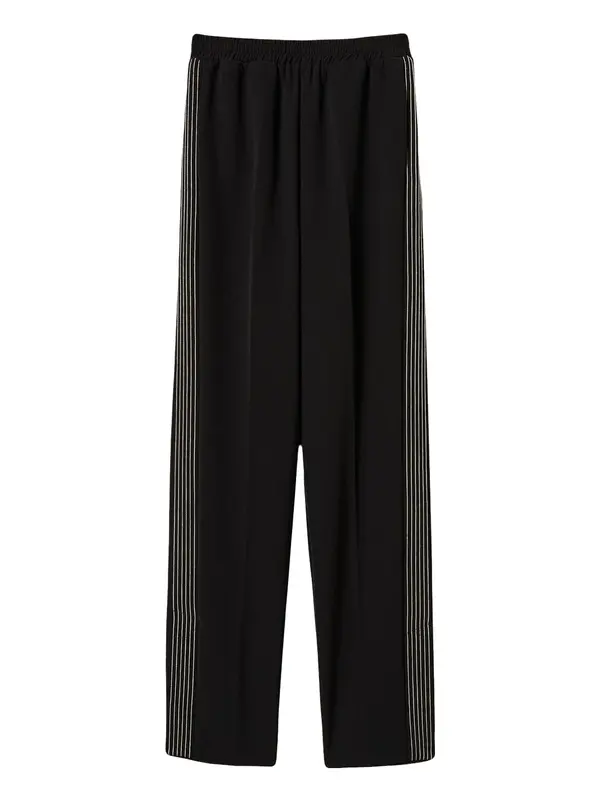 TWINSET Embroidered Crêpe Track Pants - Black