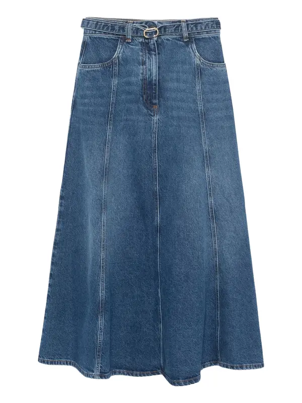 TWINSET Oval T-belt Denim Maxi Skirt - Blue