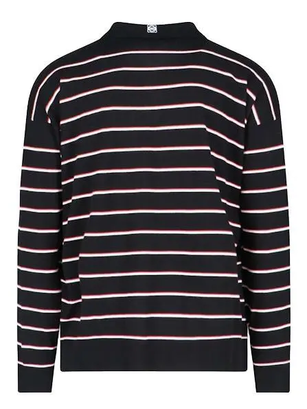 Loewe Cotton Polo Shirt Sweater - Black/red/white