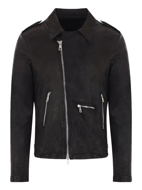 GIORGIO BRATO Leather Biker Jacket - Black