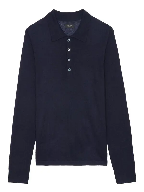 Zadig&Voltaire Dimi Cashmere Polo Shirt - Blue