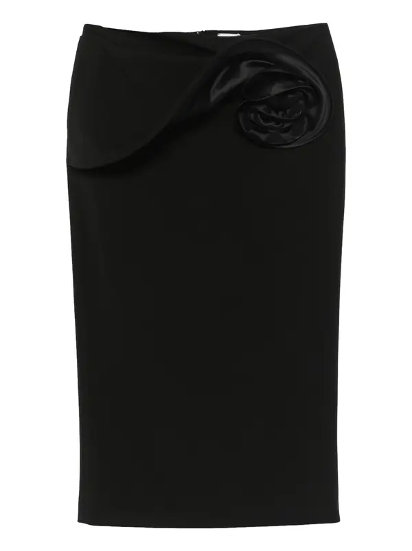 Magda Butrym Floral-appliqué Midi Skirt - Black