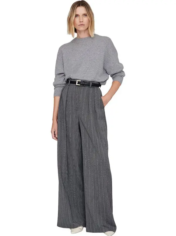 ANINE BING Lee Crew Sweater - Medium Heather Grey