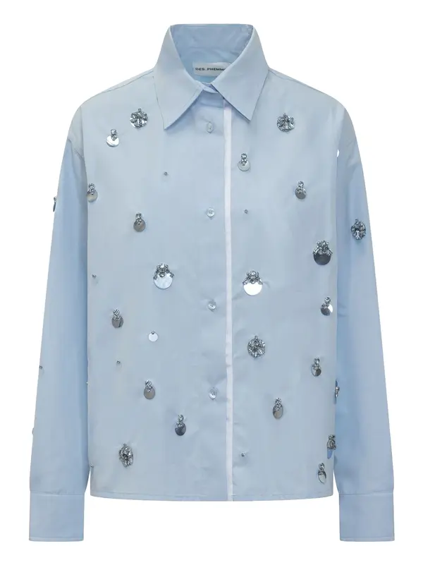 DES_PHEMMES Crystal-embellished Shirt - Blue