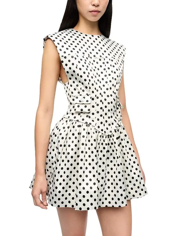 GANNI Polka Dot Corset Mini Dress - Egret