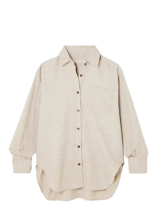 Maria Mcmanus Oversized Cotton And Wool-blend Flannel Shirt - Neutrals
