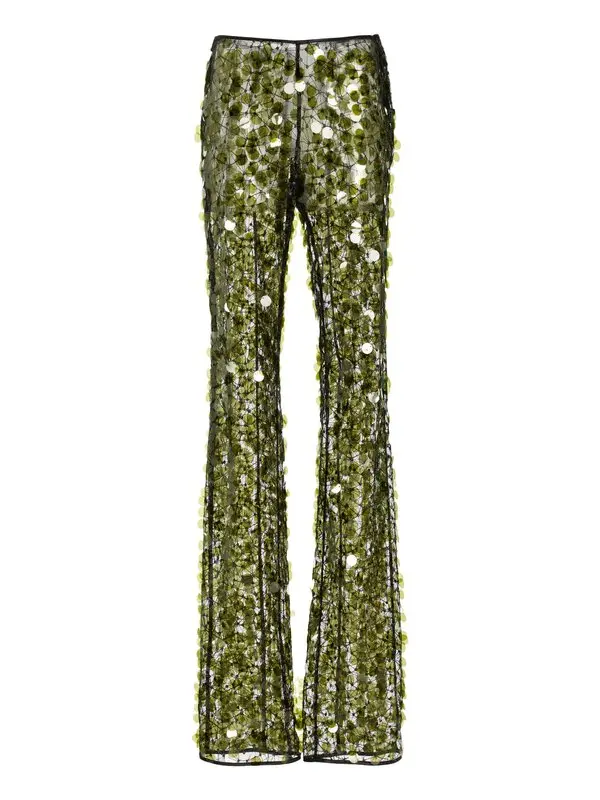 Coperni Sequined Flared Trousers - Green