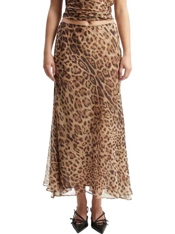 Bardot Monroe Leopard Print Maxi Skirt - Brown Leopard