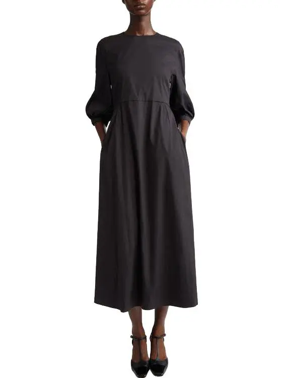 Max Mara Clea Puff Sleeve Midi Dress - Black