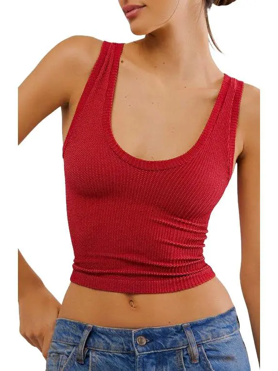 Free People Clean Slate Crop Tank - Red Dahlia