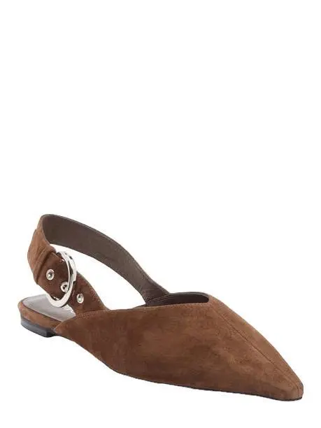 Jeffrey Campbell Scone Slingback Flats - Espresso Suede