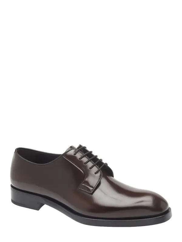 Prada Formale Spazzolato Plain Toe Derby - Bruciato
