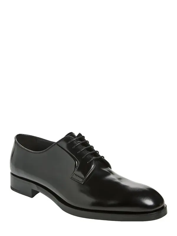 Prada Formale Spazzolato Plain Toe Derby - Nero