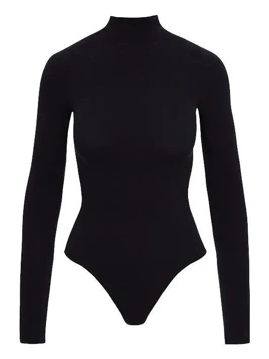Commando Ballet Funnel Neck Long Sleeve Bodysuit - Black