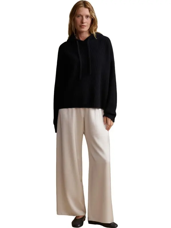 Jenni Kayne Cashmere Fisherman Sweater Hoodie - Black