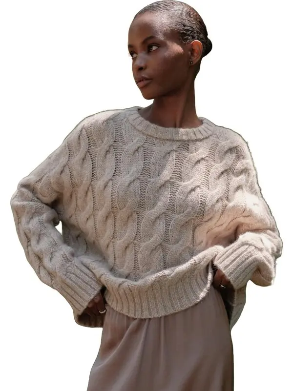 Jenni Kayne Cable Serena Crewneck - Oatmeal