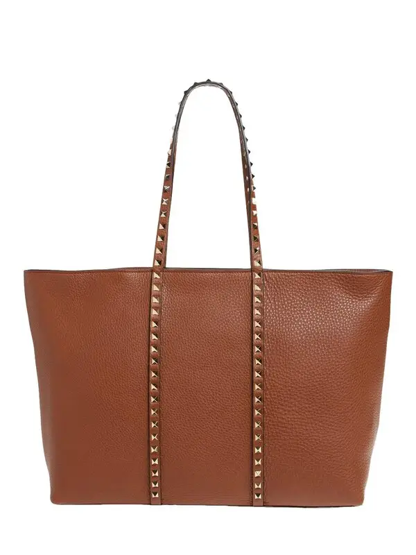 Valentino Garavani Rockstud Leather Tote - Saddle