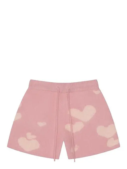 MAVRANS Heart Jacquard Sweater Shorts - Pink/brown