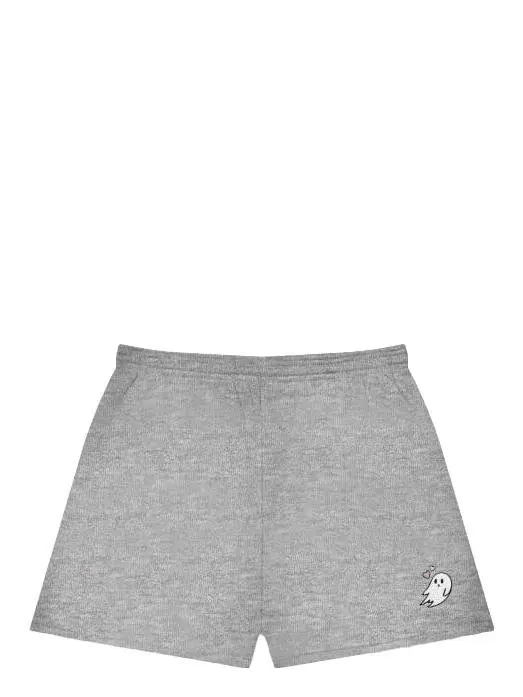 DALIX Fleece Sweatshorts With Ghost Embroidery - Athletic Heather