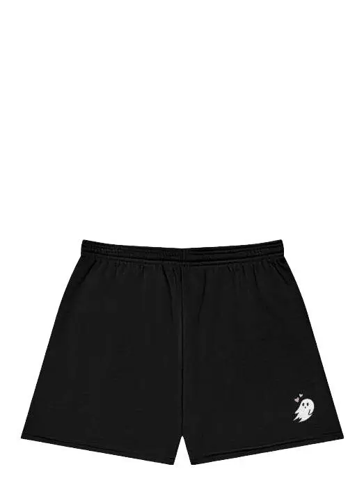 DALIX Fleece Sweatshorts With Ghost Embroidery - Black