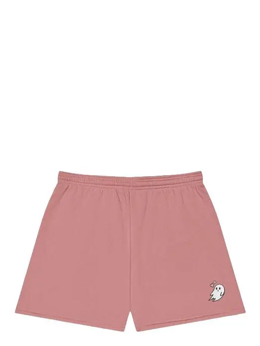DALIX Fleece Sweatshorts With Ghost Embroidery - Mauve