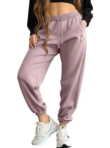 DALIX Heartly Ghost Embroidered Fleece Sweatpants - Blush