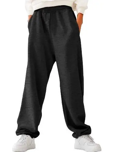 DALIX Ghost Embroidered Fleece Sweats Pants - Dark Heather