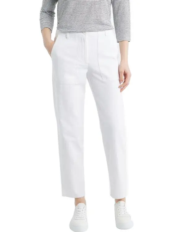 Eileen Fisher Easy Tapered Organic Cotton Pants - White