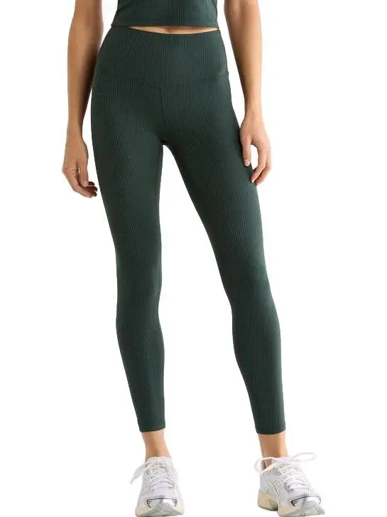 Zella Thrive Rib High Waist 7/8 Leggings - Green Timber