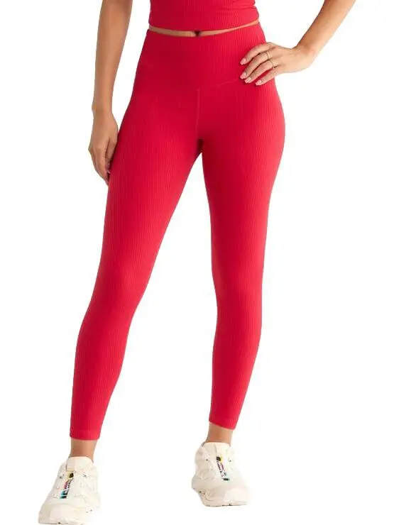 Zella Thrive Rib High Waist 7/8 Leggings - Red Jester