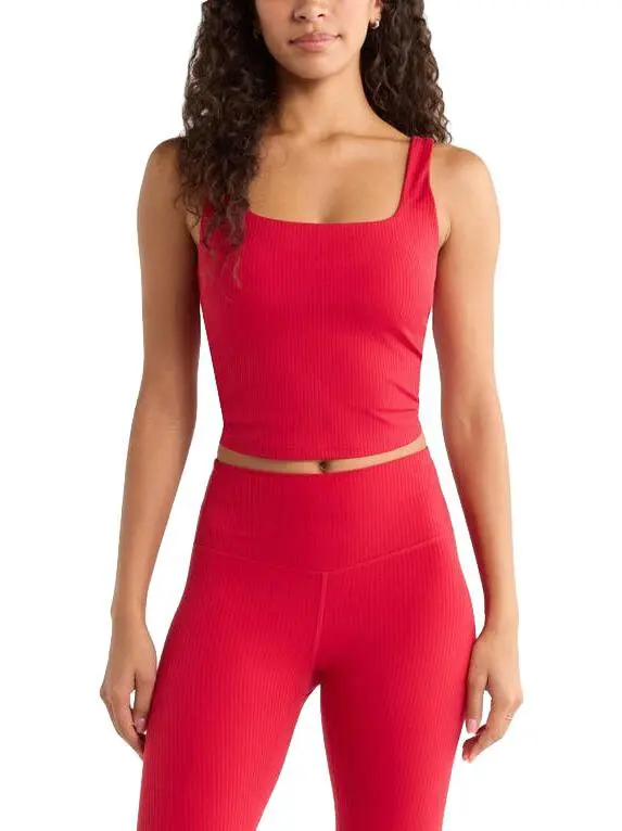 Zella Thrive Rib Bra Tank - Red Jester