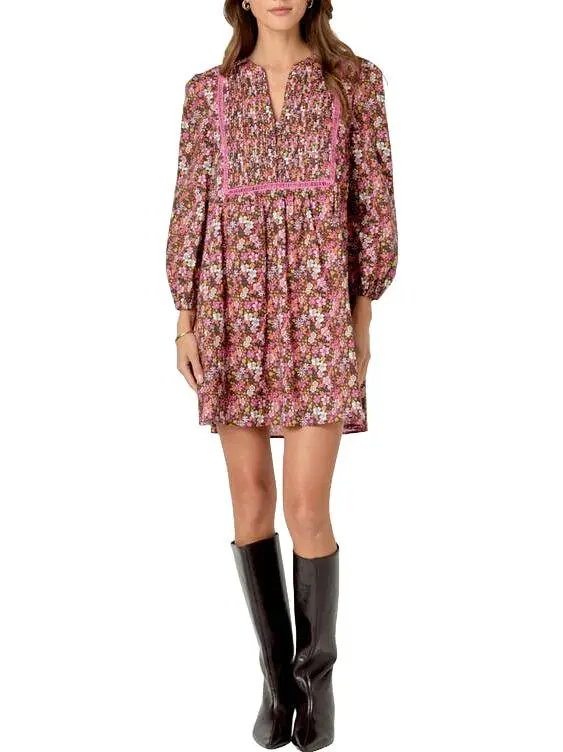 English Factory Floral Print Cotton Minidress - Pink