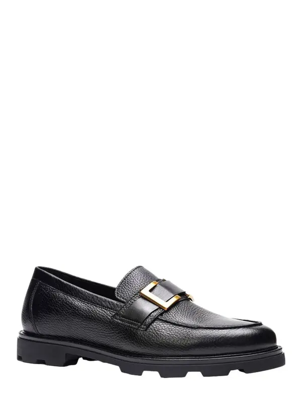 A. VEER Chris Leather Loafers With Buckle And Lug Sole - Black