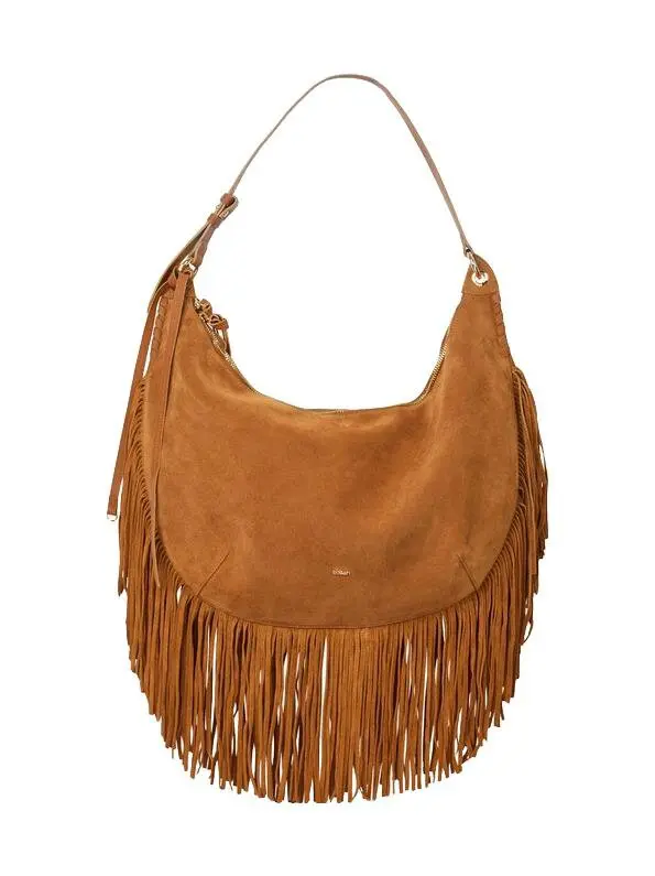 Ba&sh Swing Fringed Leather Bag - Brown