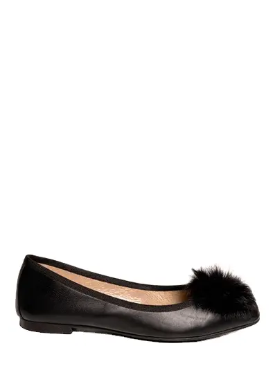 MENINA STEP Princess Patricia Leather Flats - Black