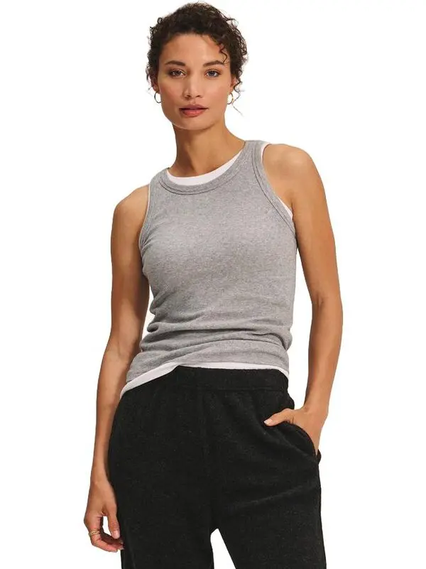 Velvet By Graham & Spencer Cruz Ribbed Tank Top - Gray