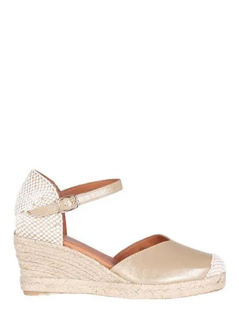 MENINA STEP Jimena Mid Strap Wedges - Gold