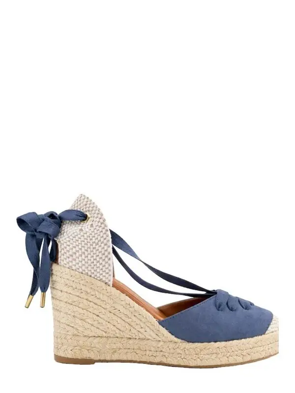 MENINA STEP Jimena High Laces Espadrille Wedges - Blue