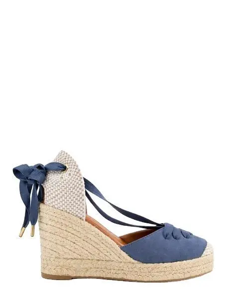 MENINA STEP Jimena High Laces French Laced Espadrilles - Blue