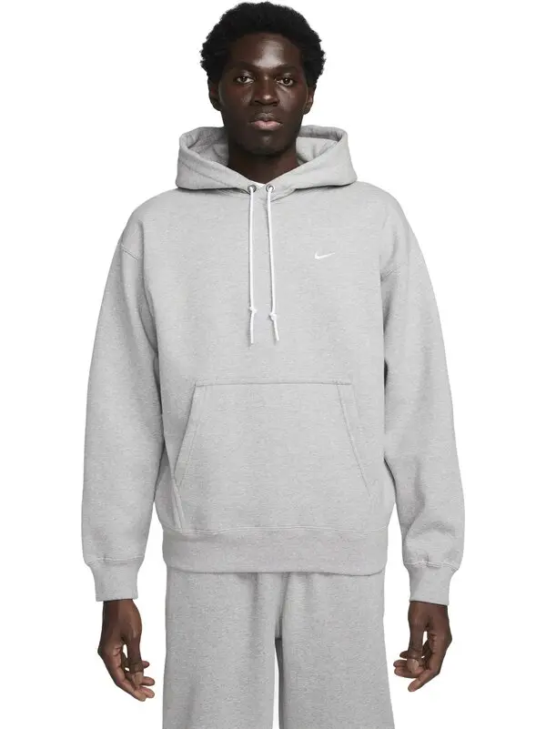 Nike Solo Swoosh Fleece Pullover Hoodie - Grey