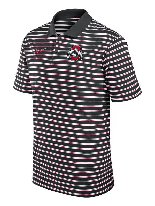 Nike Ohio State Buckeyes Primetime Victory Striped Dri-fit College Polo - Black