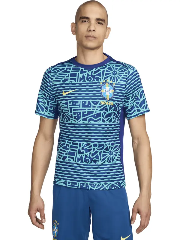 Nike Brazil Academy Pro Dri-fit Soccer Pre-match Short-sleeve Top - Blue