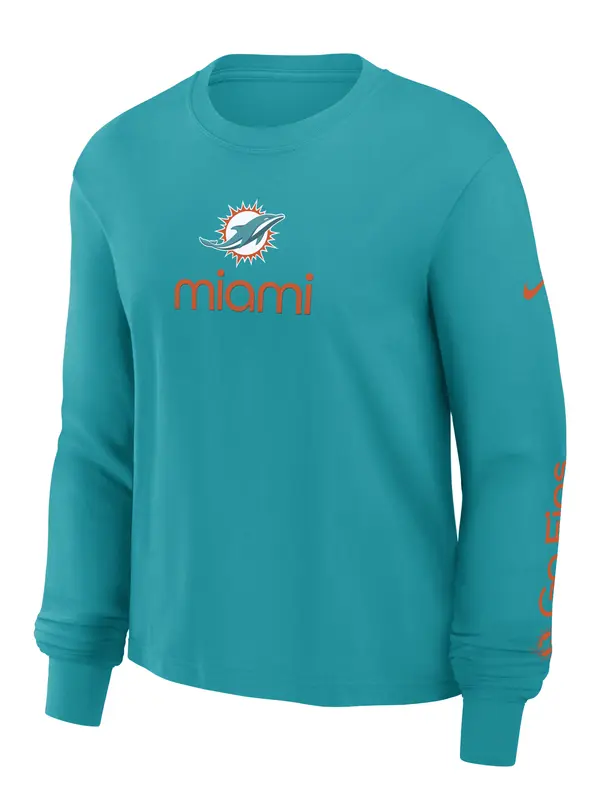 Nike Miami Dolphins Boxy Nfl Long-sleeve T-shirt - Blue