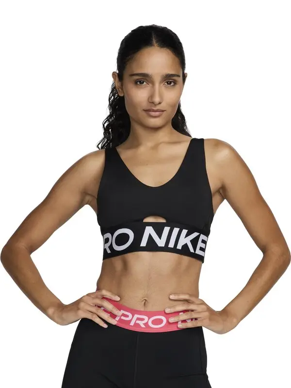Nike Pro Indy Plunge Medium-support Padded Sports Bra - Black