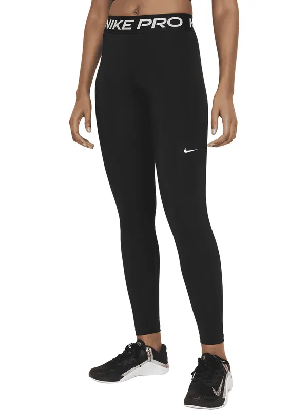 Nike Pro Mid-rise Mesh-paneled Leggings - Black
