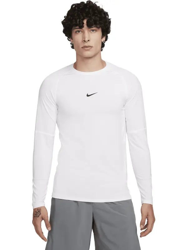 Nike Pro Dri-fit Slim Long-sleeve Fitness Top - White