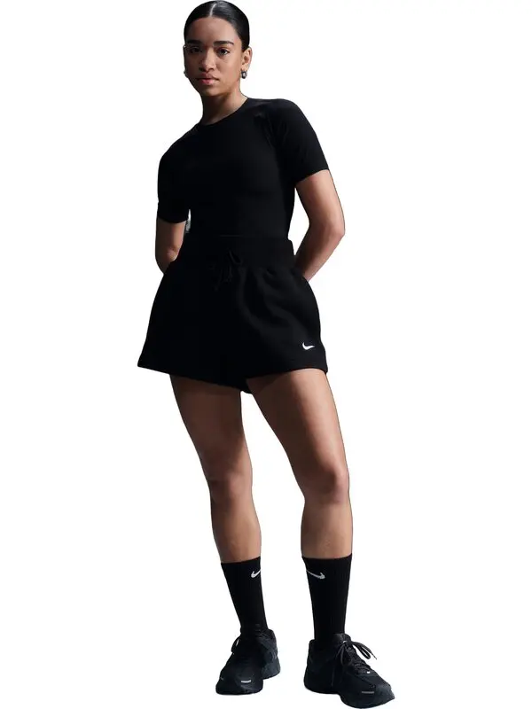 Nike Phoenix Fleece High-waisted Loose Shorts - Black